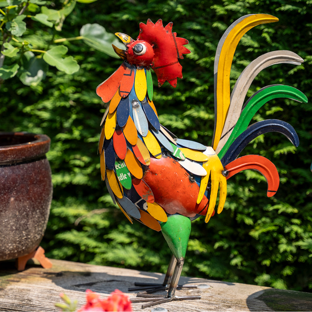 Handmade Tin Upcycled Clucking Cockerel Garden Ornament – Forge ...