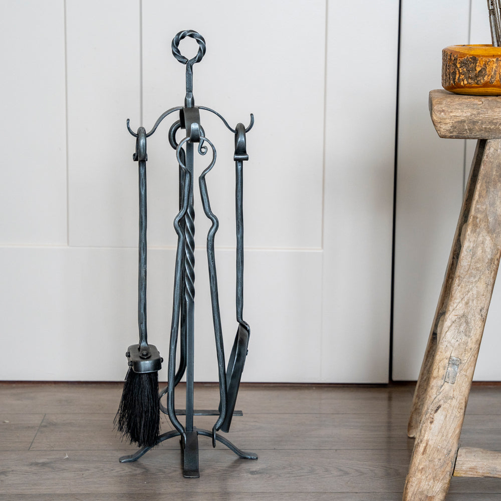 4 Piece Wrought Iron Twisted Fireside Tools – Forge & Foundry Limited